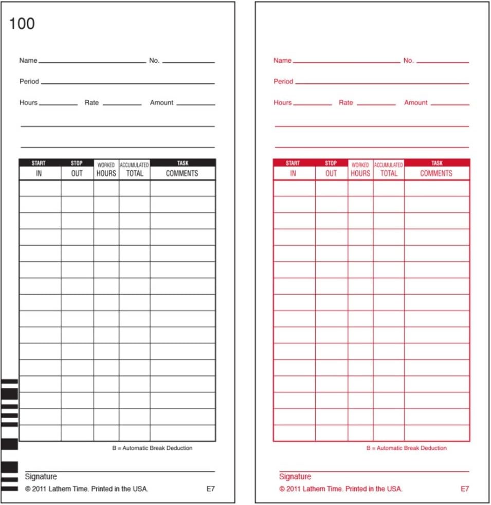 Lathem E7 Time Cards for 7000E/7500E, Box of 500 – Allied Time USA