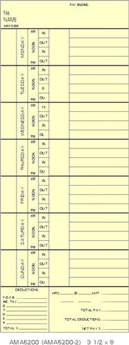AMA5200-2: Amano Weekly or Bi-Weekly Time Cards, Box of 1000 – Allied ...