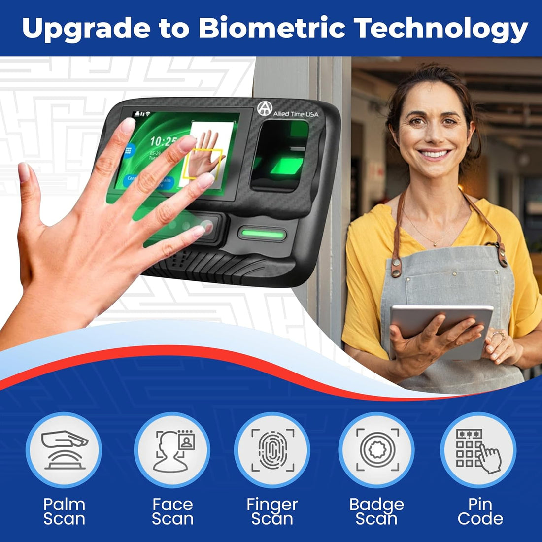 CB4000 Biometric Time Clock System with Online Reporting – Allied Time USA