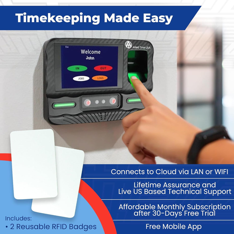CB4000 Biometric Time Clock System with Online Reporting – Allied Time USA